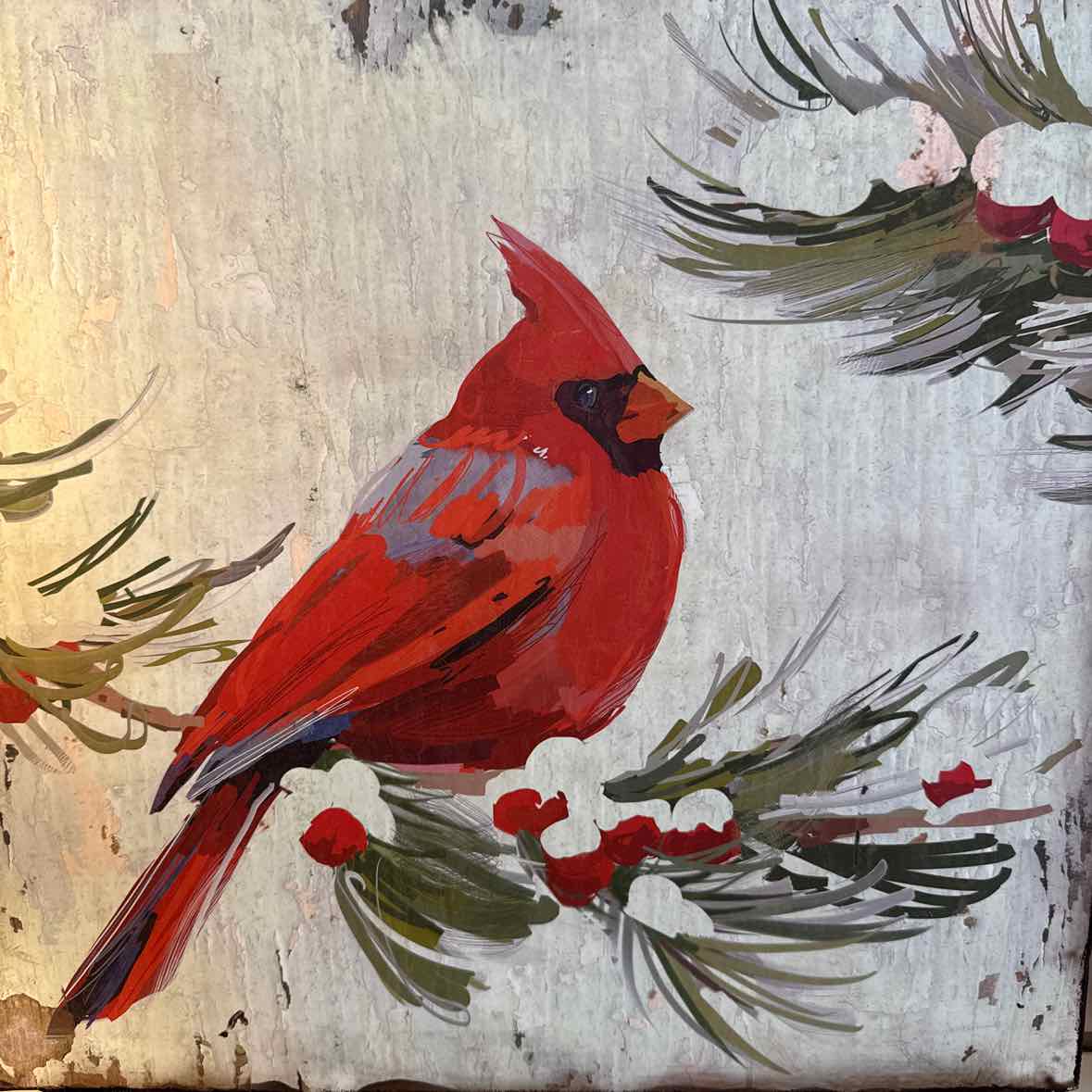 Cardinal Wood Block Art – The Courtyard
